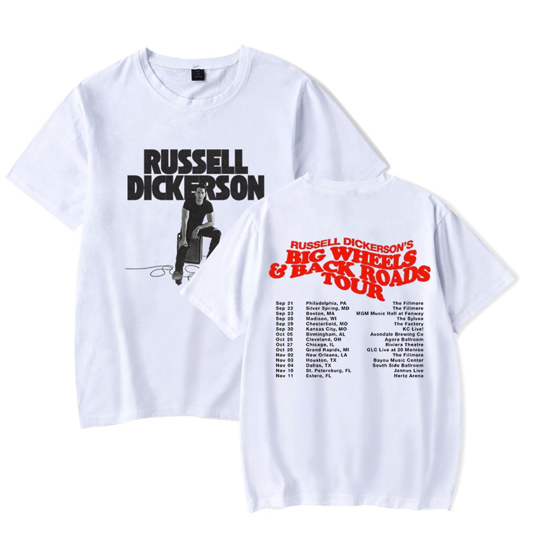 Russell Dickerson T-shirt The Big Wheels & Back Road Tour Short Sleeve ...
