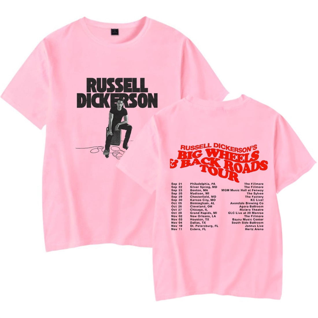 Russell Dickerson T-shirt The Big Wheels & Back Road Tour Short Sleeve ...