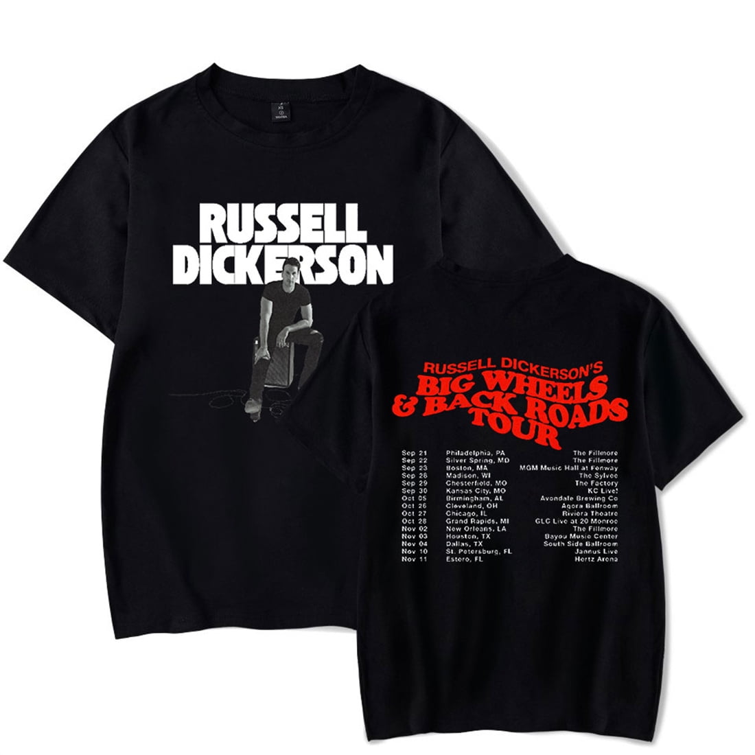 Russell Dickerson T-shirt The Big Wheels & Back Road Tour Short Sleeve ...