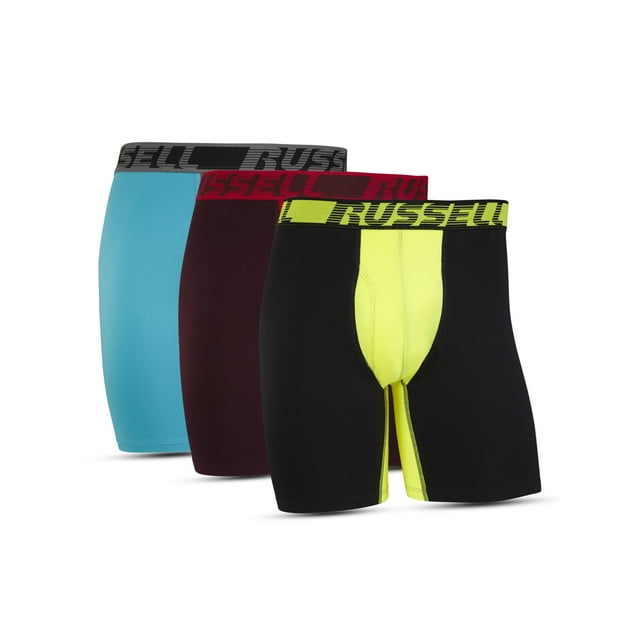 Russell Men's Active Performance Assorted Color Boxer Briefs, 3 Pack ...
