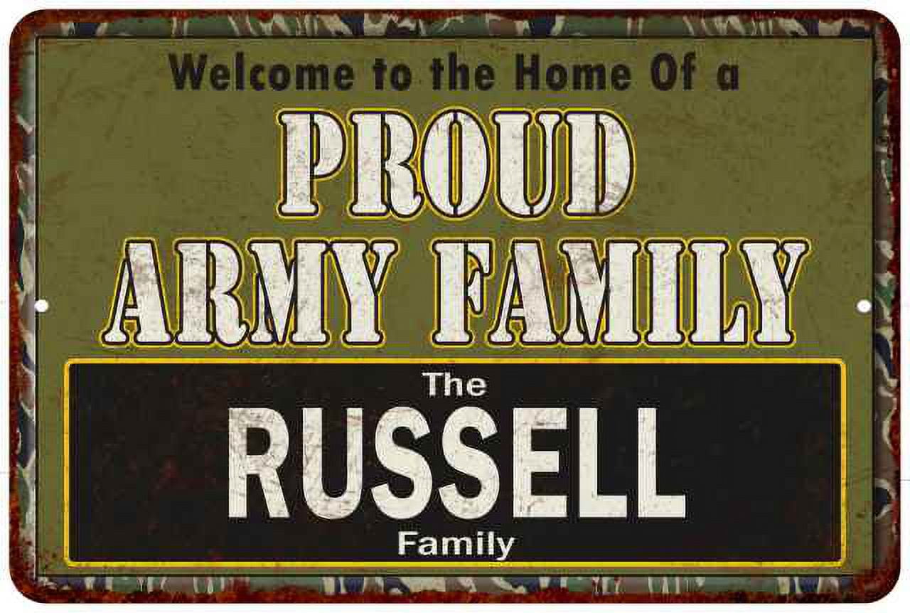 Russell Proud Army Family Sign Gift 8x12 Metal Sign 108120023093 ...
