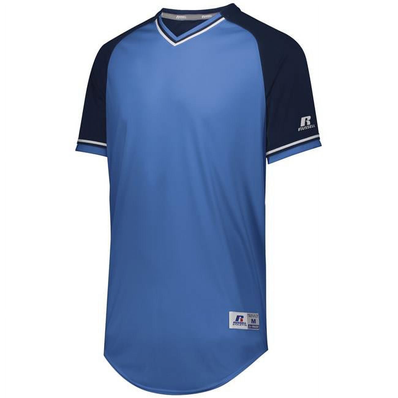Russell R01X3B.06R.L Youth Classic V-Neck Baseball Jersey, Navy & Steel ...