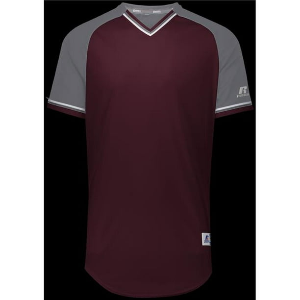 Russell R01X3M.08R.2XL Adult Classic V-Neck Jersey - Maroon, Steel ...