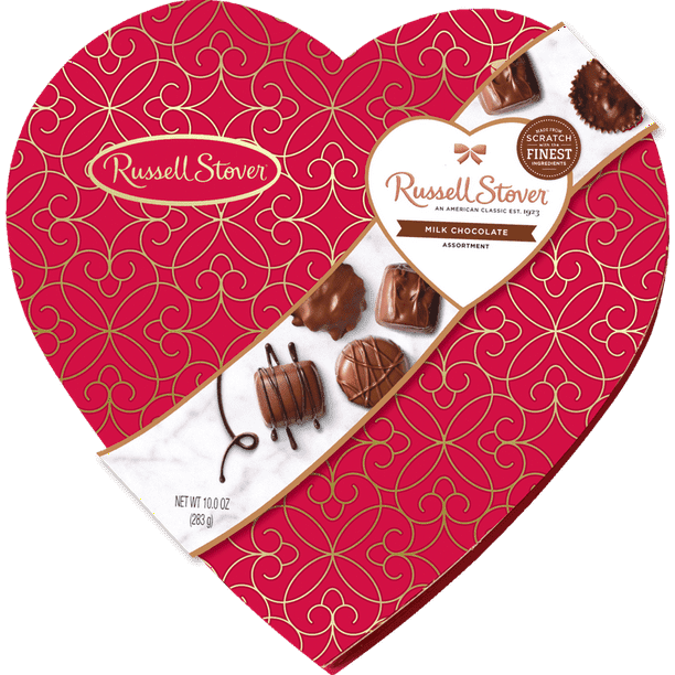 Russell Stover 2208 Milk Chocolate Copper Bow Plaid Heart, 5.1 oz ...