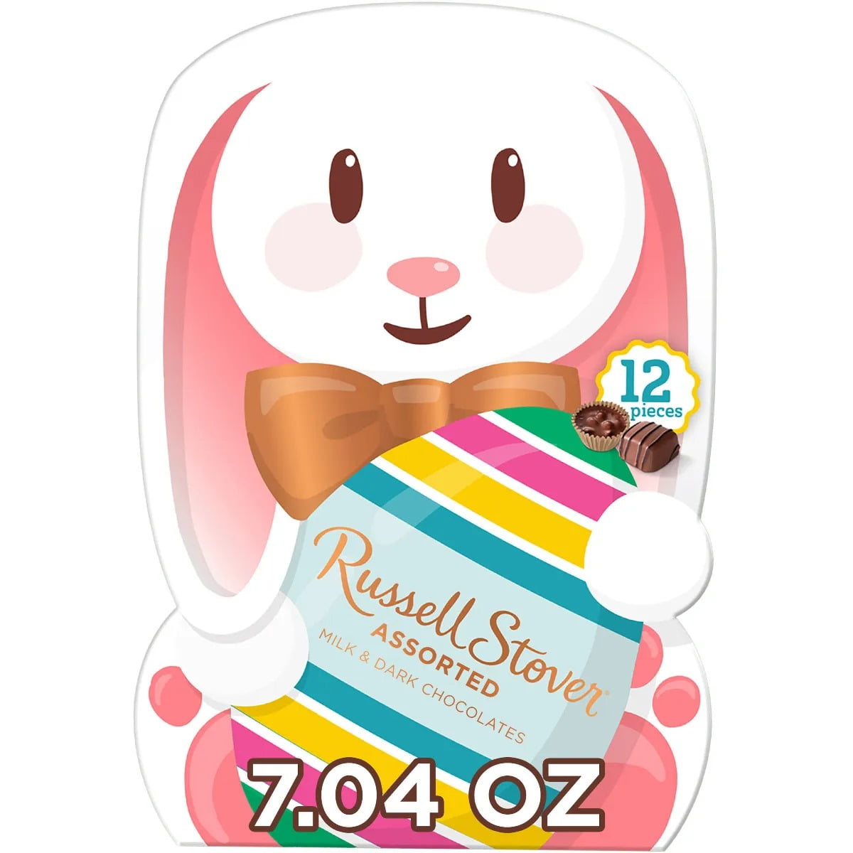 Russell Stover Assorted Milk & Dark Chocolate Bunny Gift Box, 12 Pieces ...