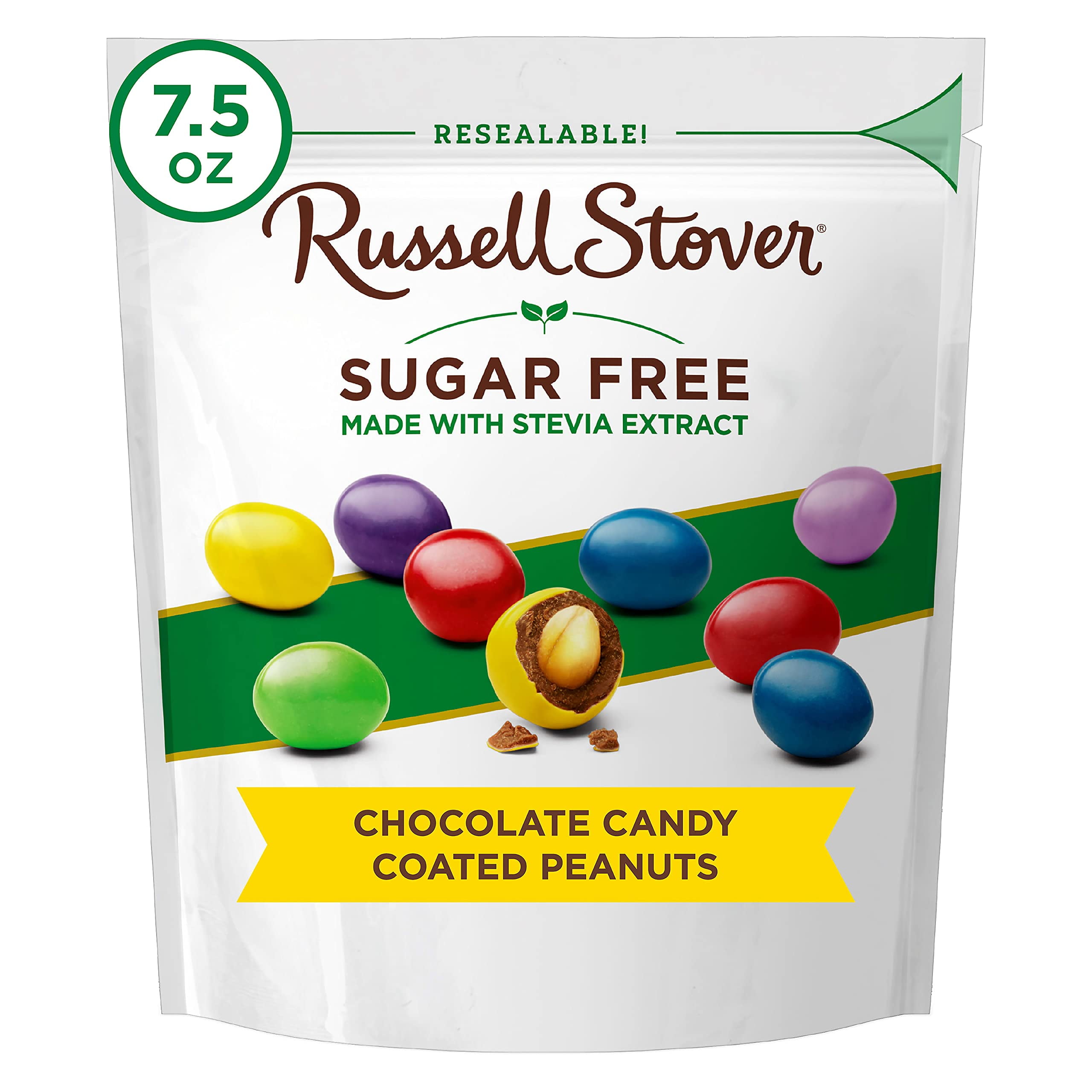 Russell Stover Sugar Free Chocolate HYZ01 Candy Coated Peanut Gems, 7.5 ...