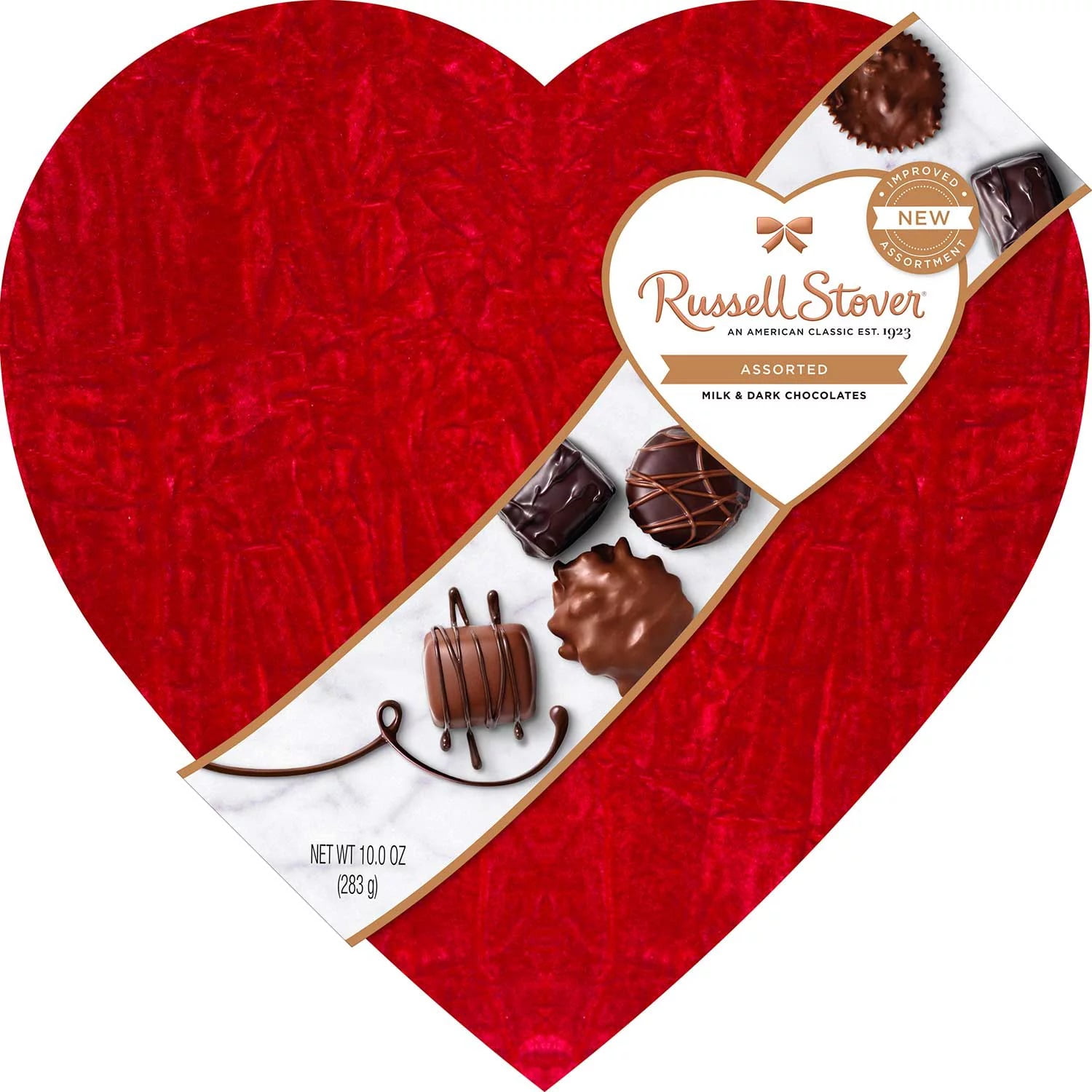 Russell Stover's Velvet Heart Candy Box, Assorted Milk & Dark ...