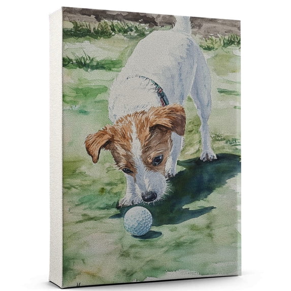 Russell Terrier Dog Stretched Canvas Size 8x12 – Golf Canvas Print of ...