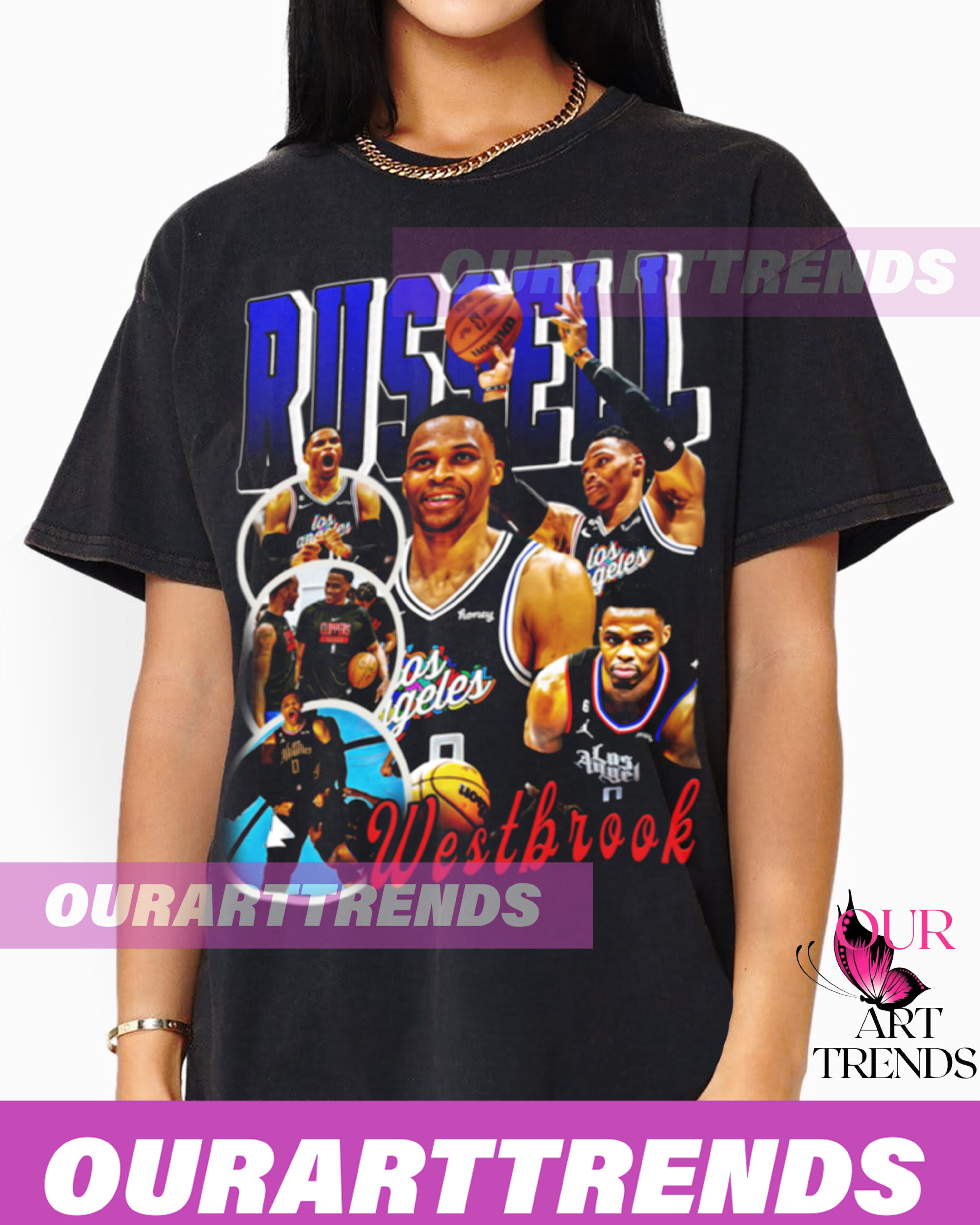 Russell westbrook Retro T-shirt Basketball Player MVP Slam Dunk ...