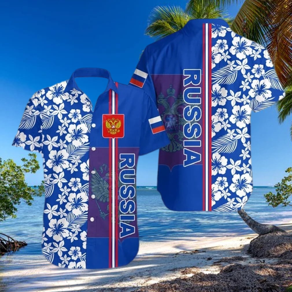 Russia Coat Of Arms Hibiscus Pattern Hawaiian Shirt - Walmart.com