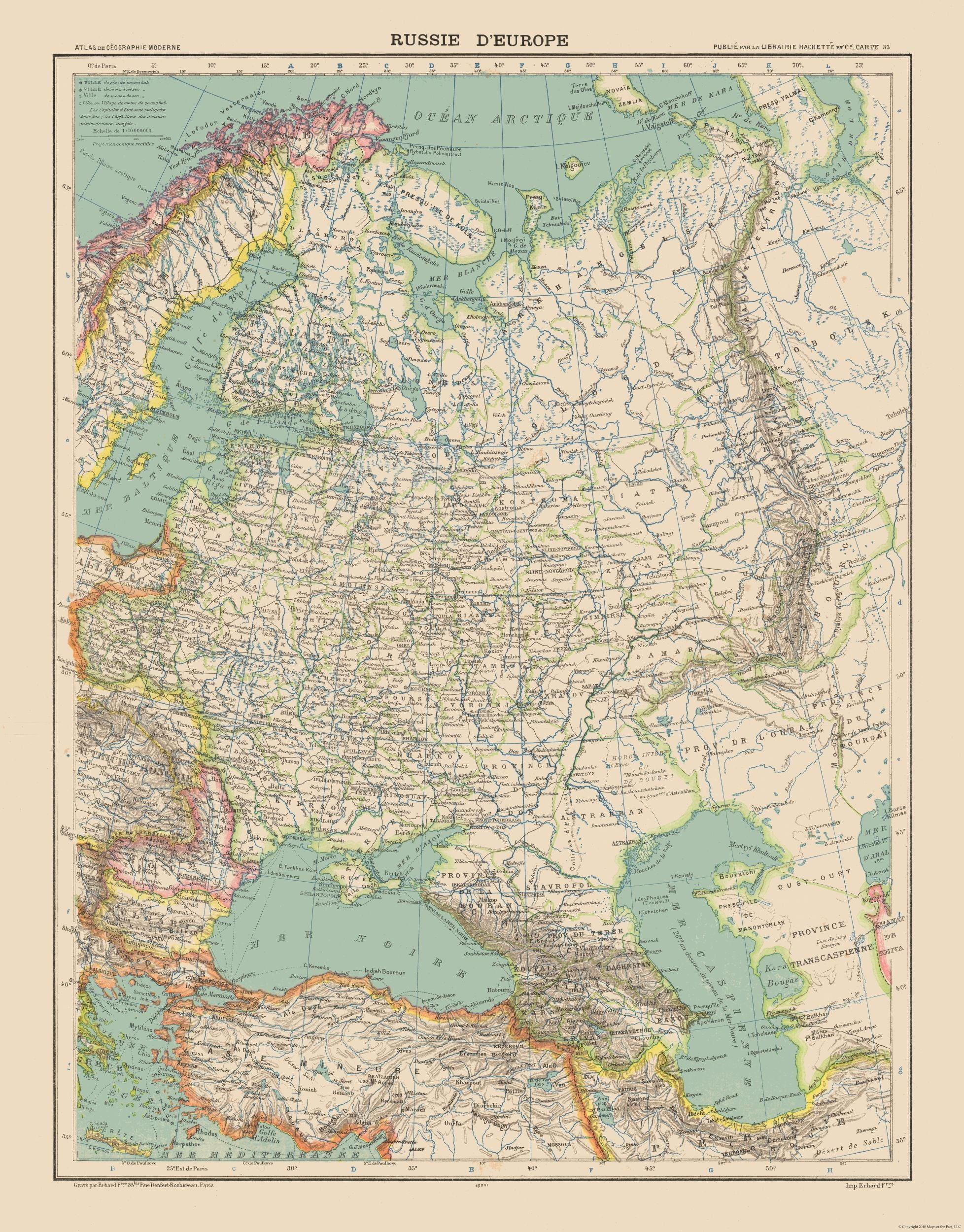 Historic Map - Russia European - Schrader 1908 - 23 x 29.39 - Vintage ...