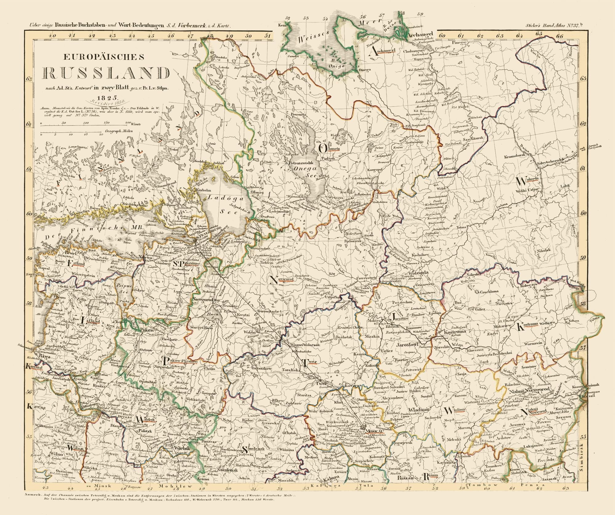 Historic Map - Russia European - Stieler 1850 - 27.45 x 23 - Vintage ...