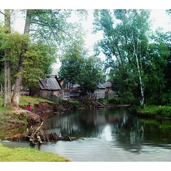 Russia Log Cabins 1910. Na Log Cabin Village Along The Sim River Near ...