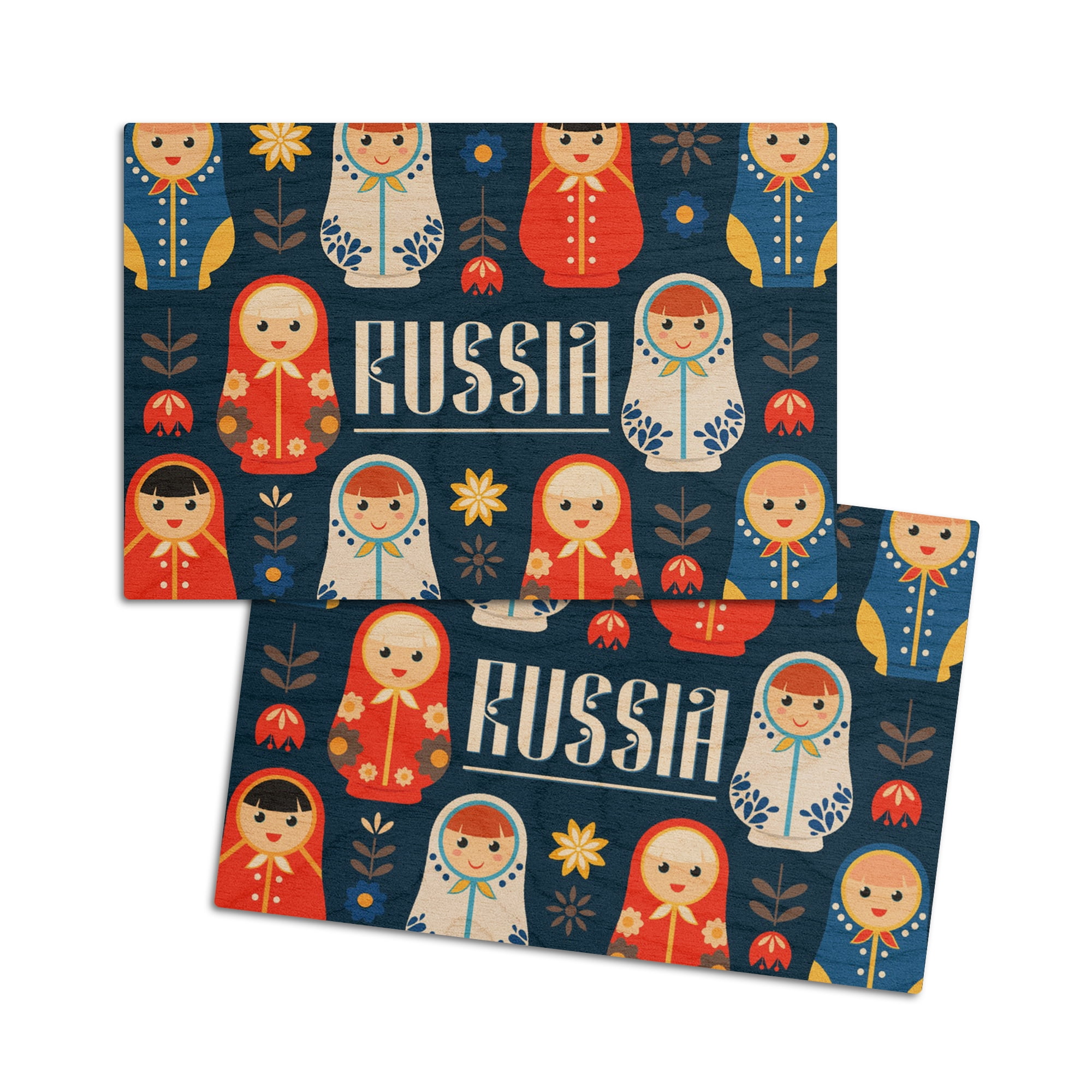 Russia, Nesting Dolls, Pattern (4x6 Birch Wood Postcards, 2-Pack ...