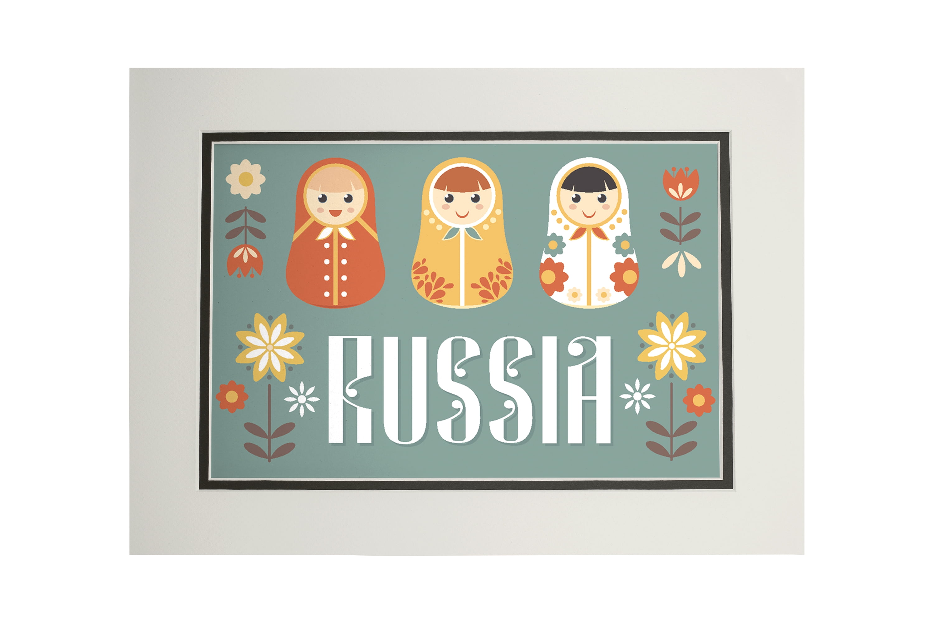 Russia, Nesting Dolls, Vector, Red and Teal - Walmart.com