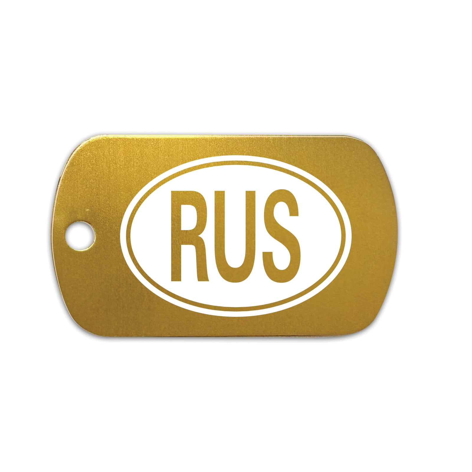 Russia Oval GI Dog Tag Aluminum Keychain country code rus - Gold ...