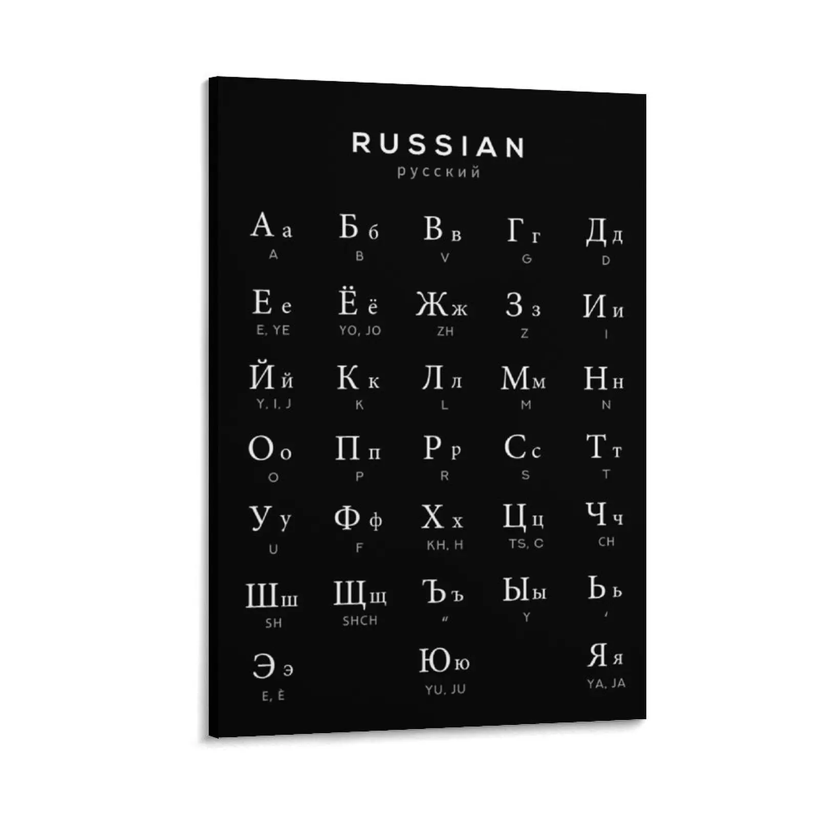 Russian Alphabet Chart Russian Language Cyrillic Chart Black Canvas ...
