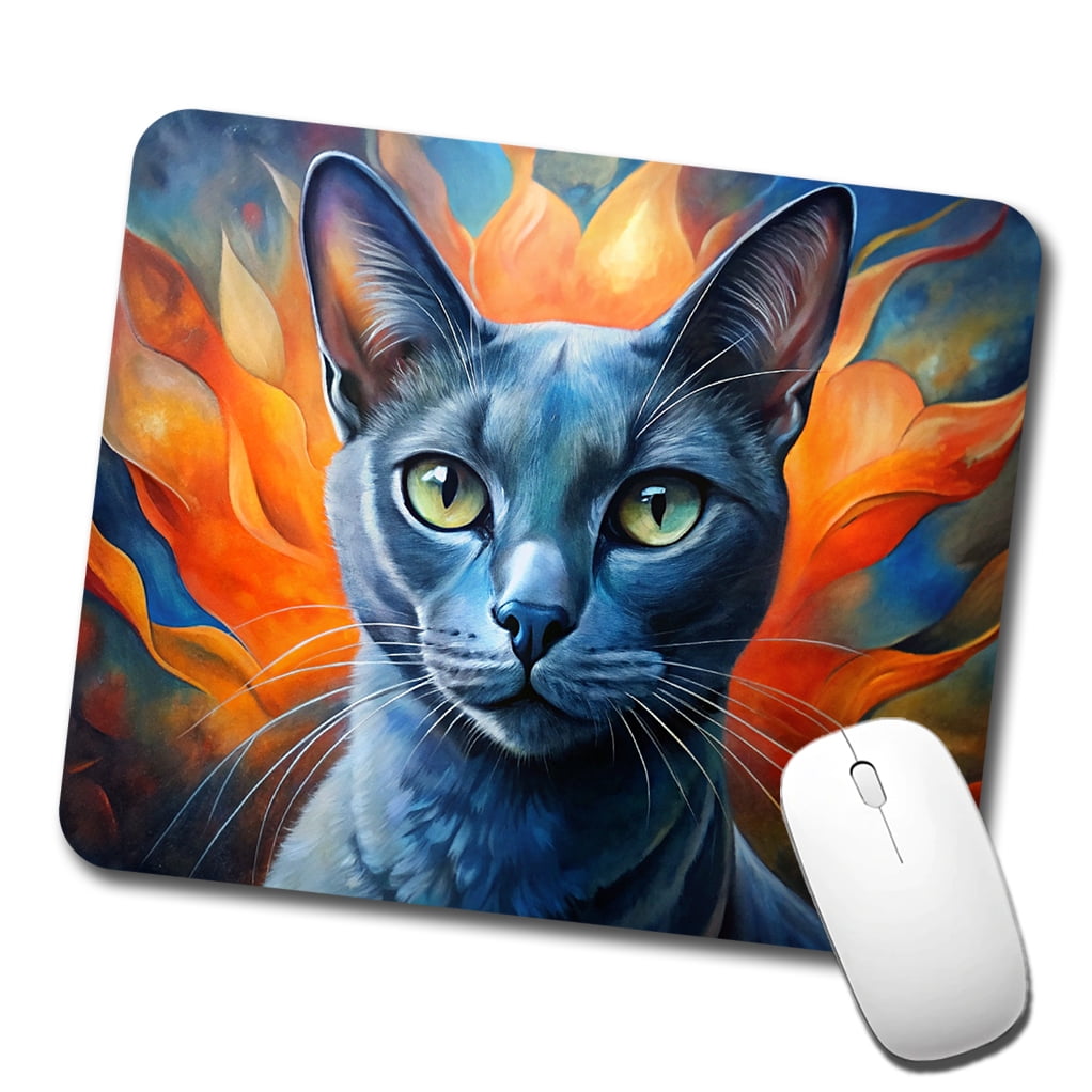 Russian Blue Cat Abstract Art Mouse Pad Low Profile Gaming Mat ...