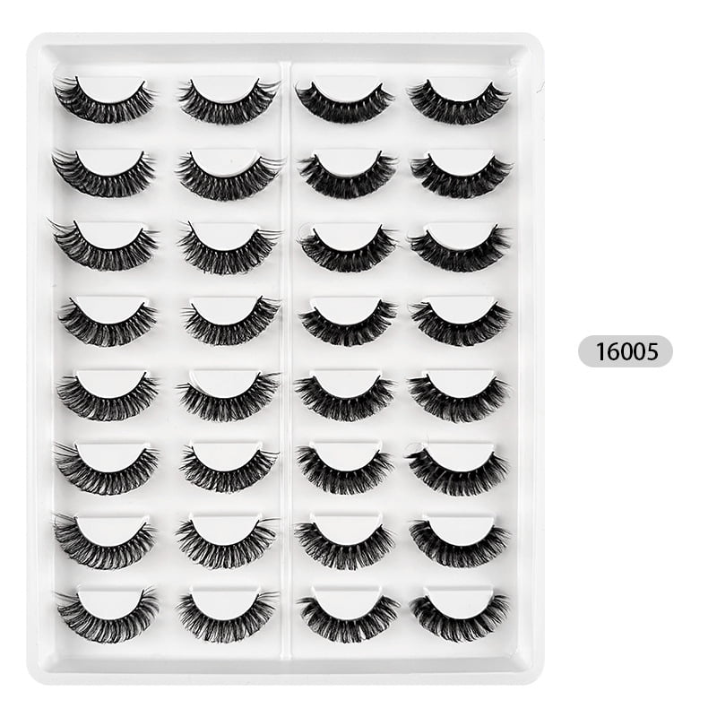 Russian Curl False Eyelashes 16 Pairs Pack - Thick Natural Look Premium ...