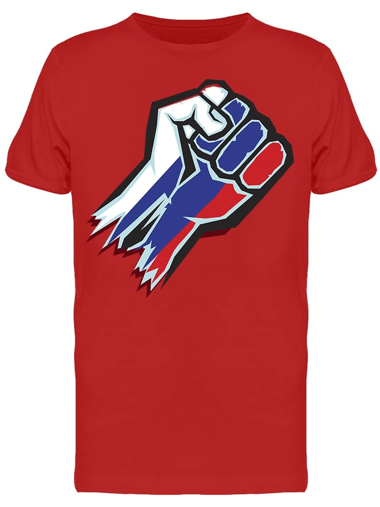 Russian Flag Fist T-Shirt Men -Image by Shutterstock, Male Large ...