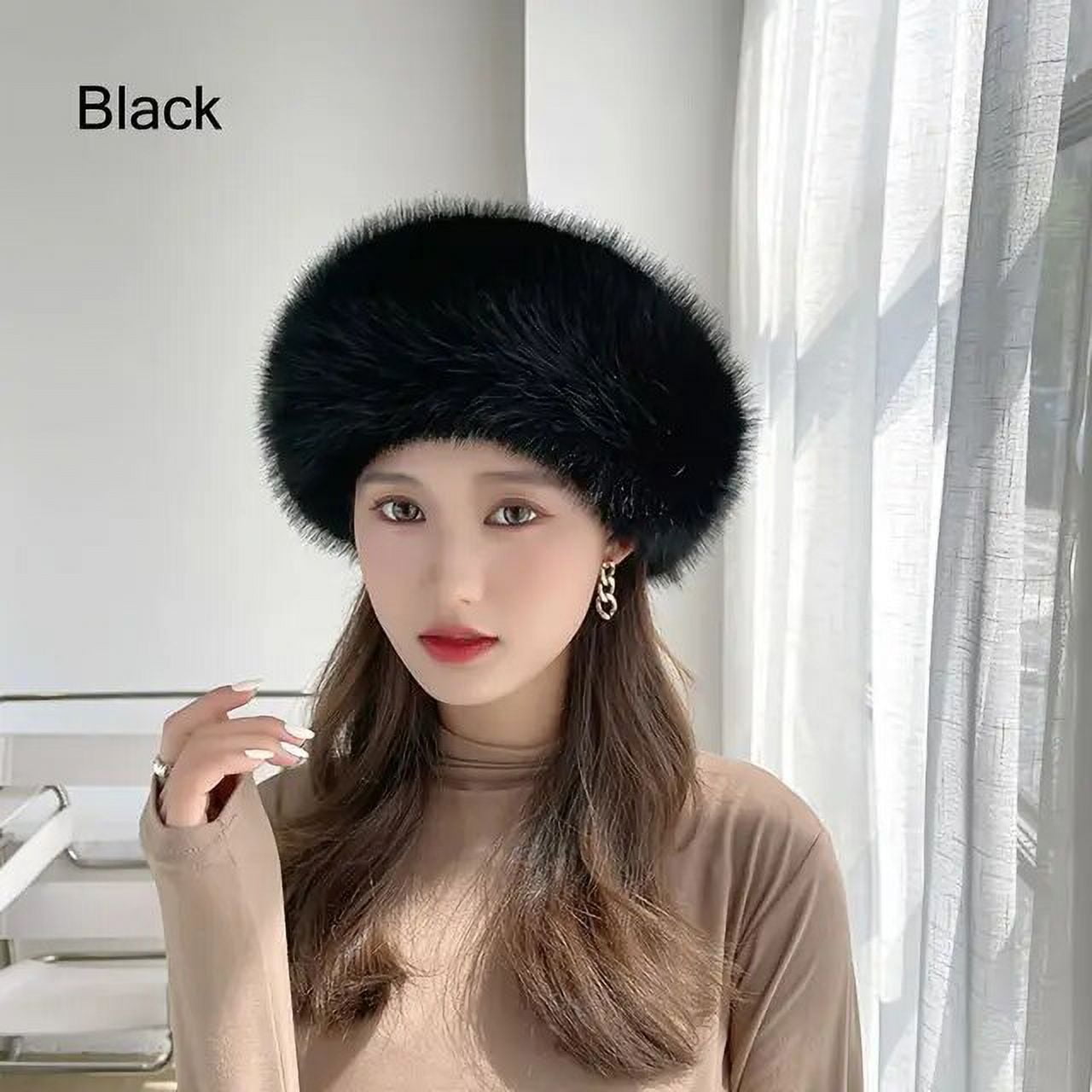 Russian Hat Faux Fur Hat for Women Winter Fluffy Cold Weather Cap Warm ...