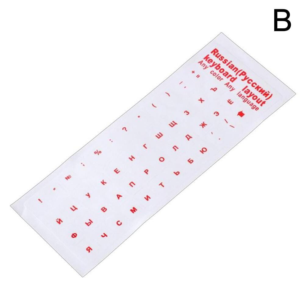 Russian Keyboard Stickers Transparent Red Letters Computer Laptop PC ...