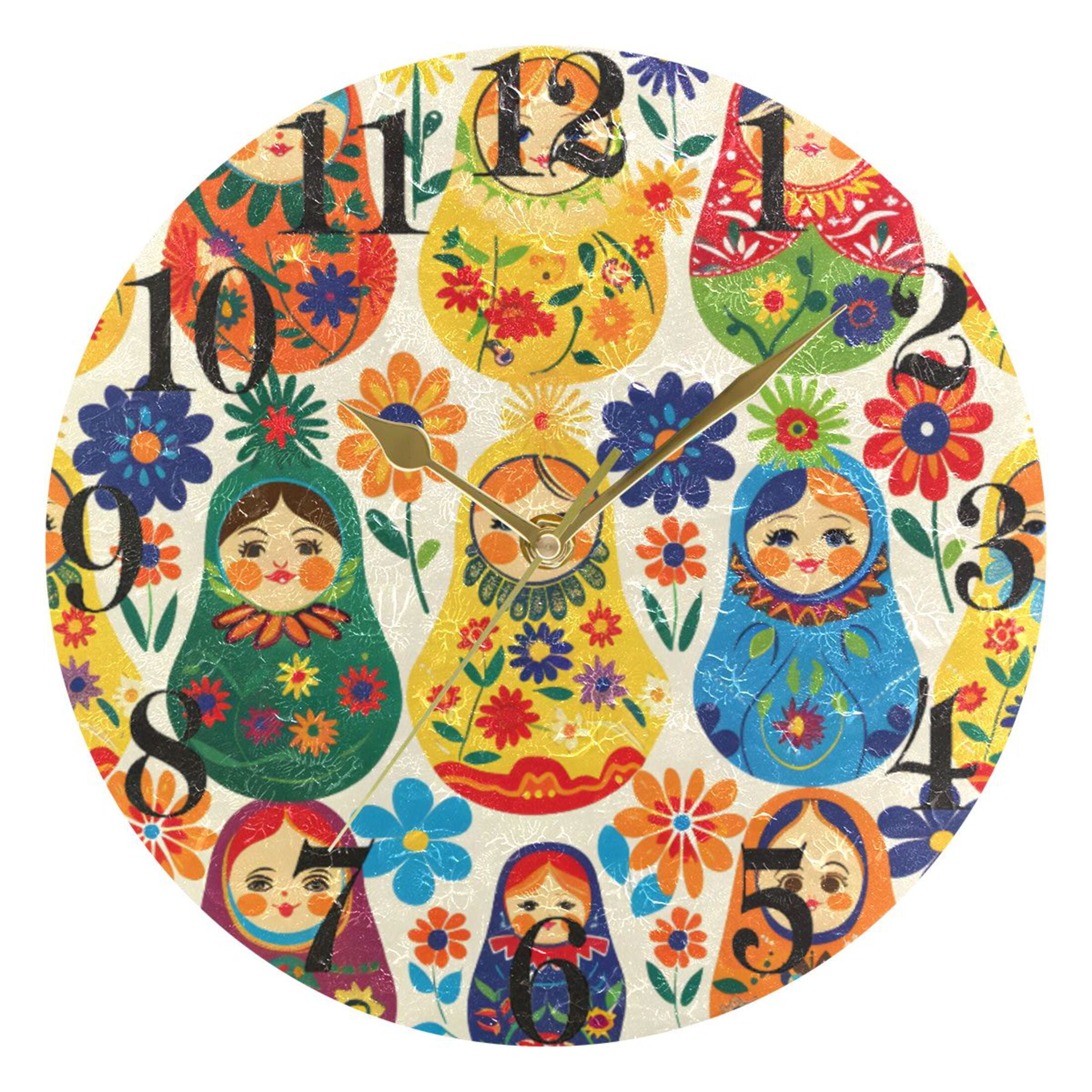Russian Matryoshka Wall Clock 9.8 inch Battery Operated Clocks Non ...