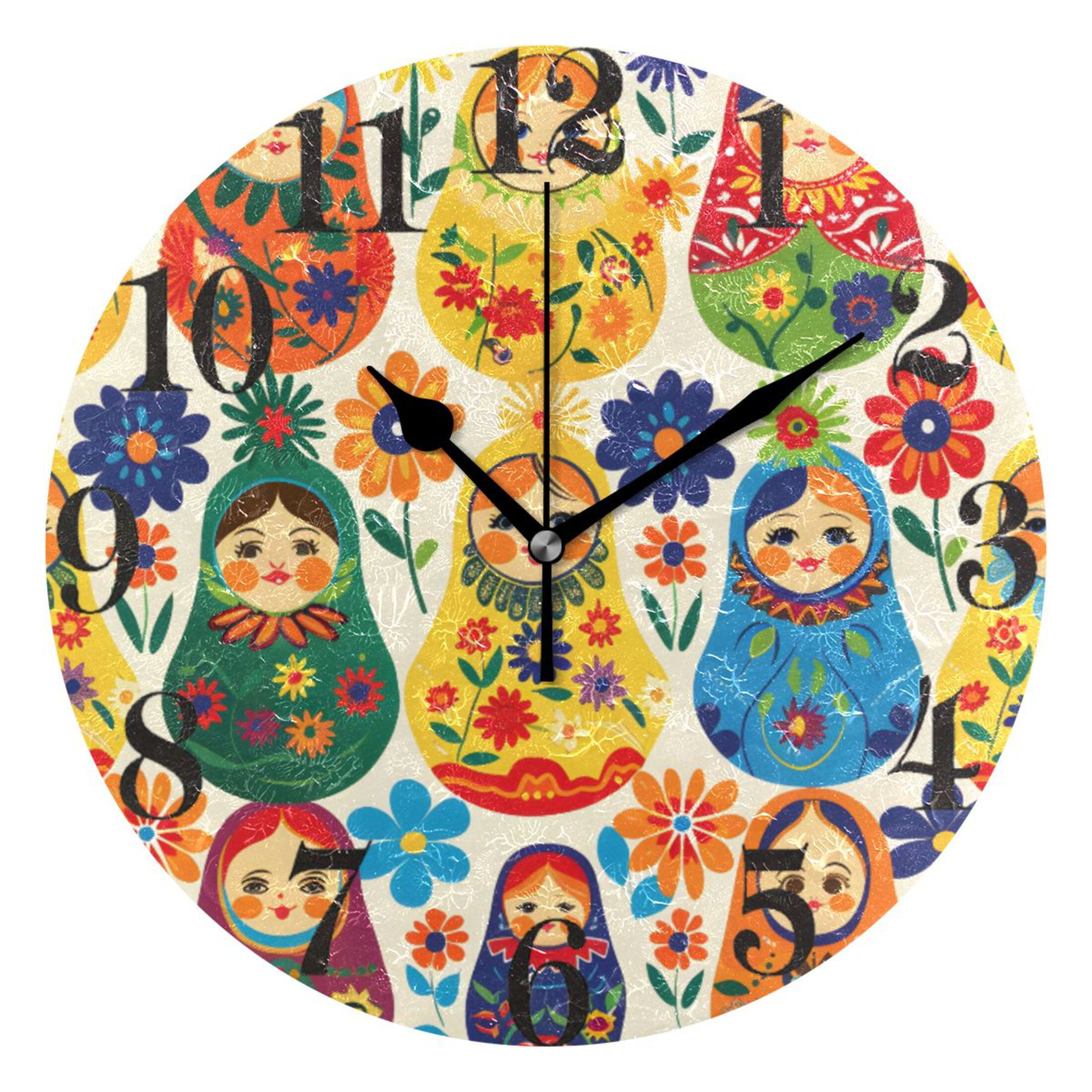 Russian Matryoshka Wall Clock 9.8 inch Battery Operated Clocks Non ...