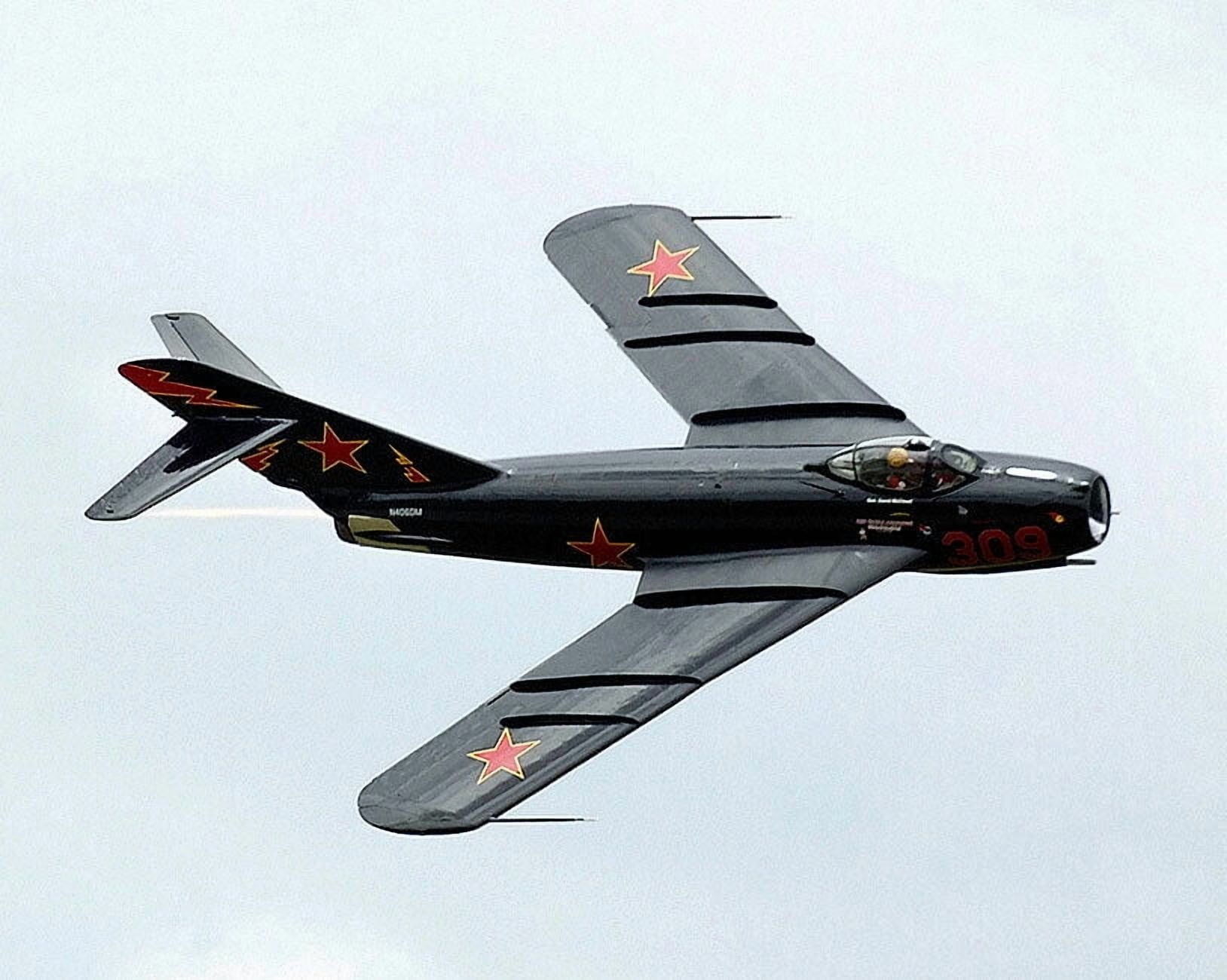 Russian MiG-17 Fighter Jet in Flight Style - B - 24x36 Inch Laminated ...