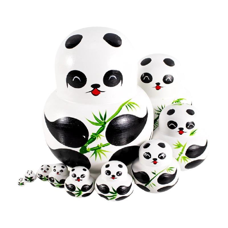 Russian Nesting Dolls Hand Painted Panda Doll Traditional Folk Art ...