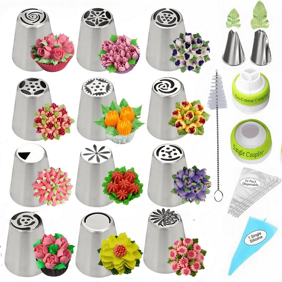 Russian Piping Tips Set Cake Decorating Supplies Kit Flower Frosting ...