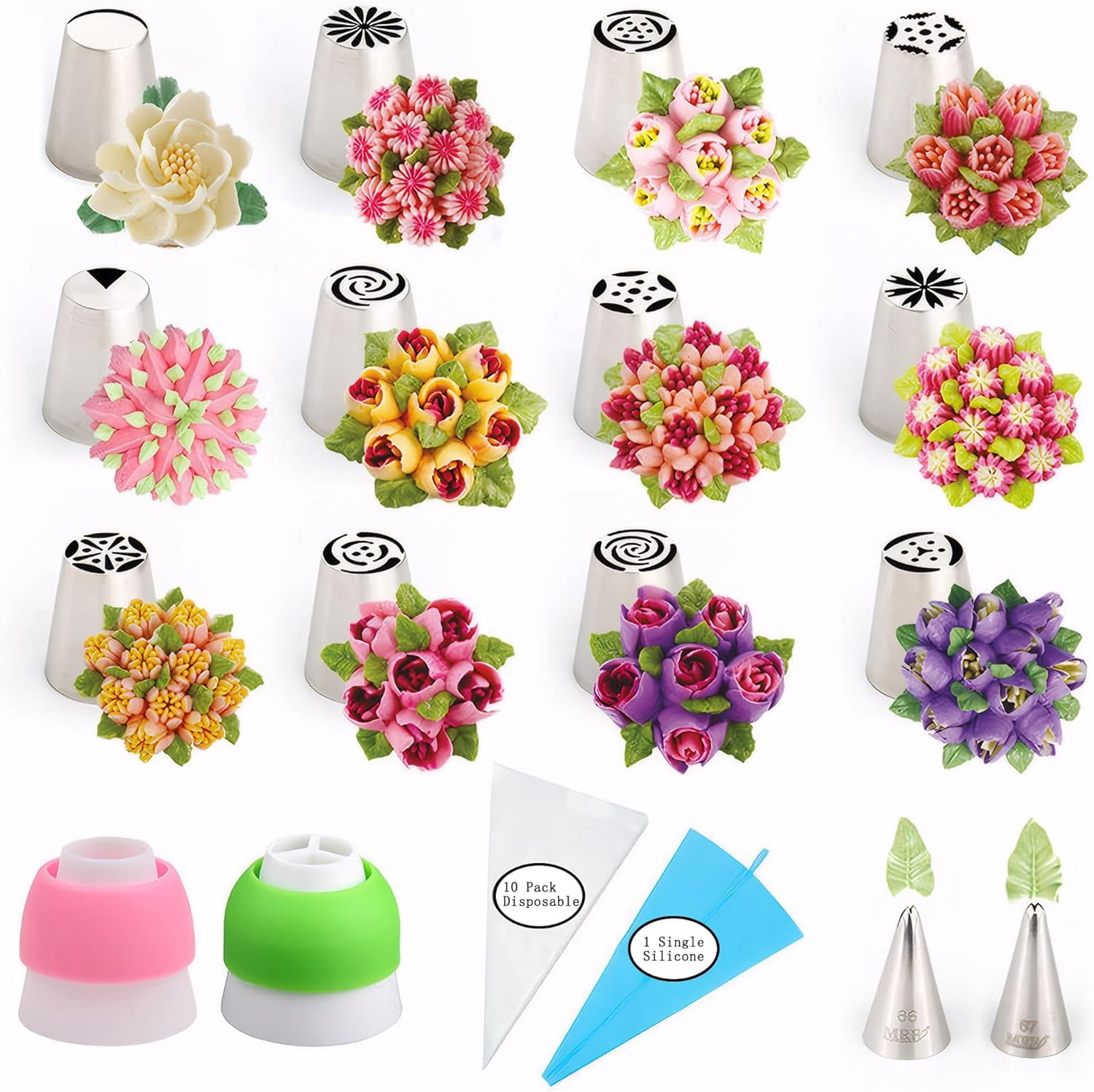 Russian Piping Tips Set: Stainless Steel Cake Decorating Tips, 27 Pcs ...