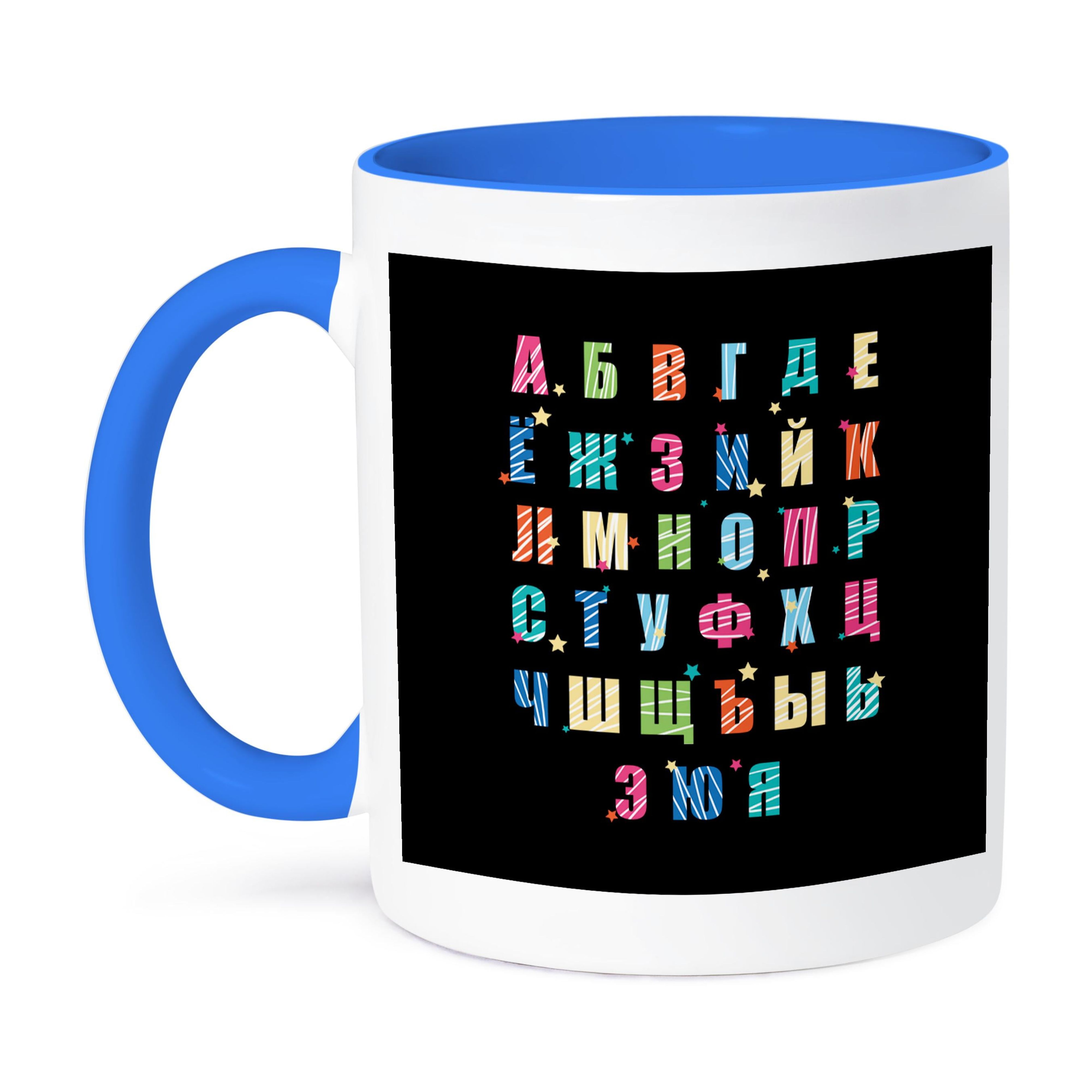 3dRose, Russian Russia Alphabet with Many Letters, 11oz Two-Tone Blue ...