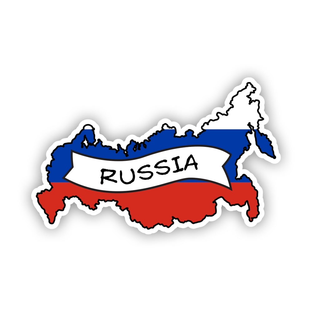 Russian Shaped Russia Flag Sticker Decal - Self Adhesive Vinyl - Weatherproof - Made in USA ...