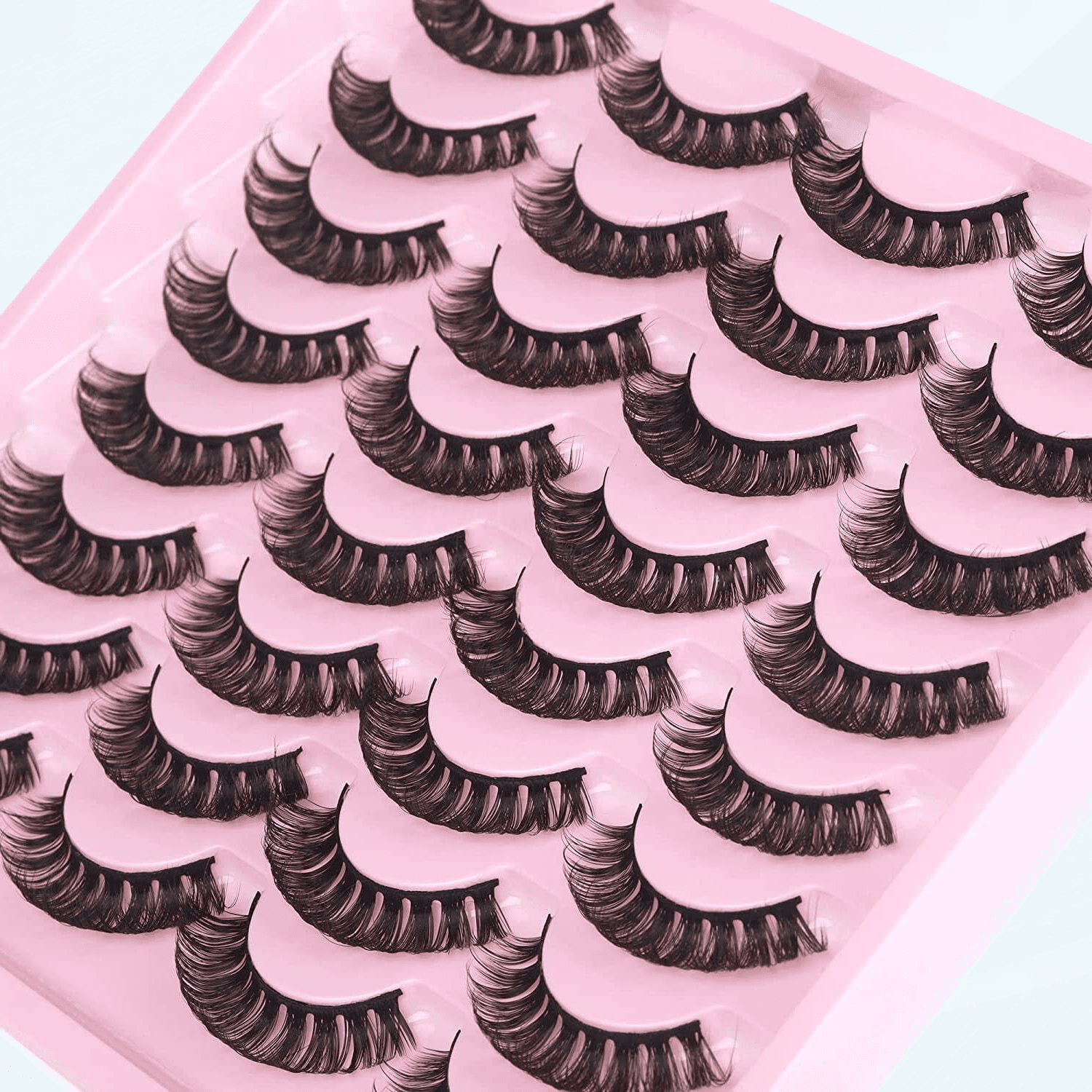 Russian Strip Faux Mink Lashes Cat Eye Crossed Fluffy 3D Curly False ...