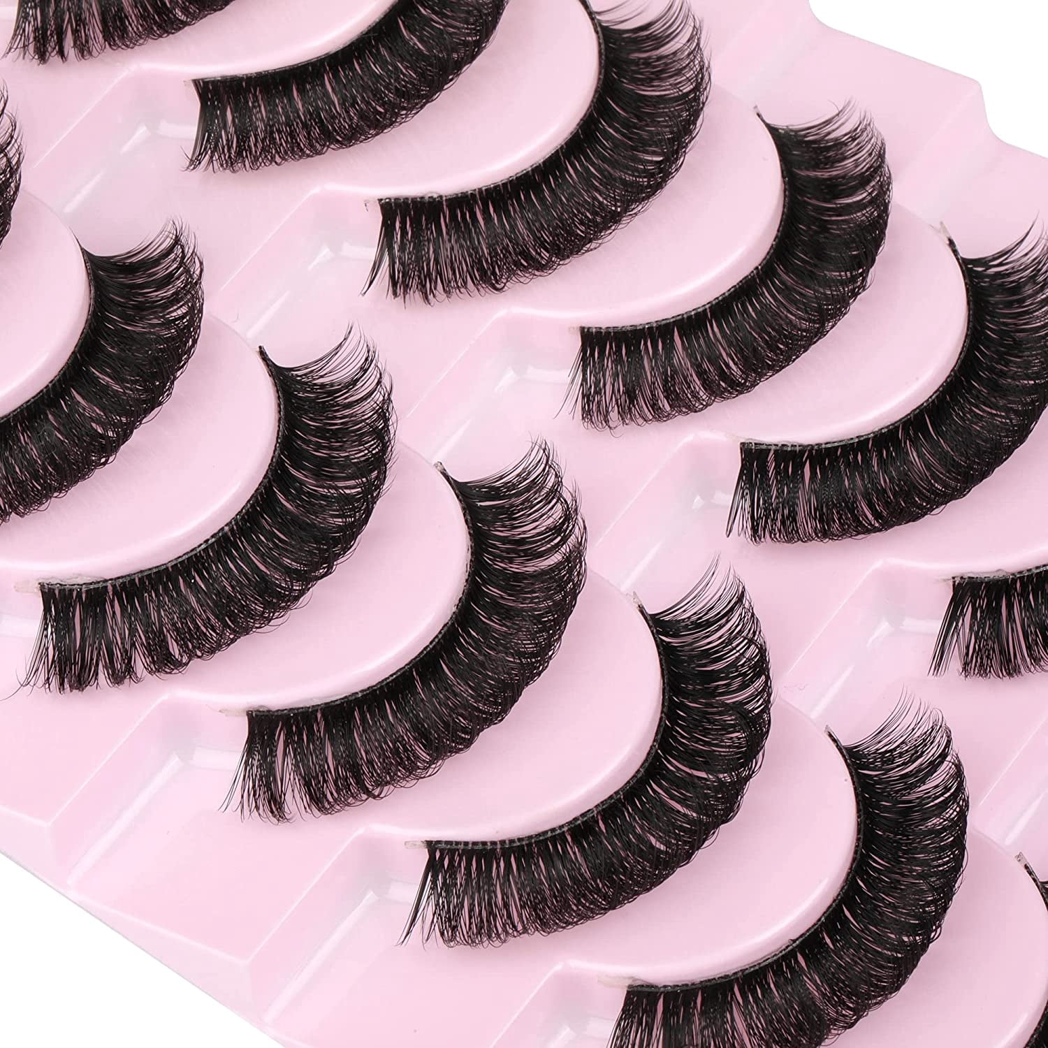 Russian Strip Lashes Natural D Curl Thick Faux Mink Eyelashes Fluffy ...