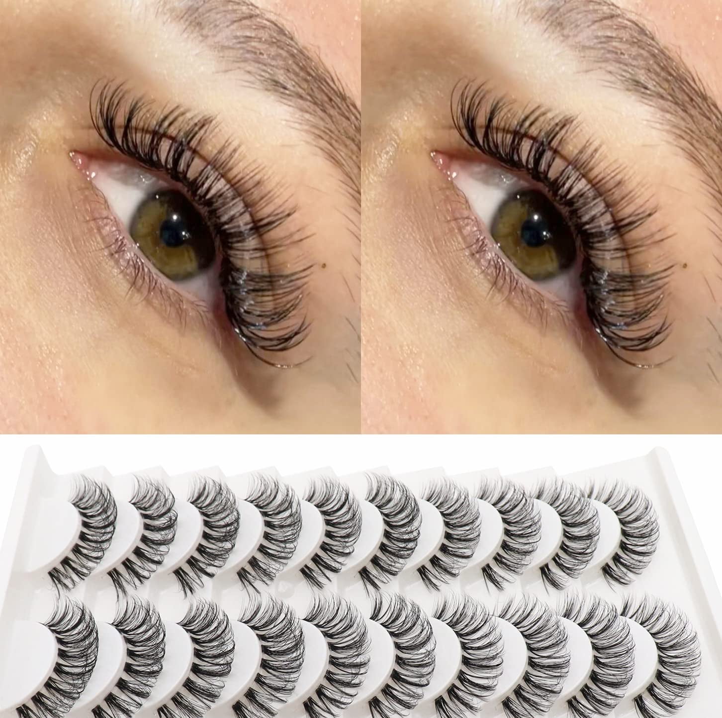 Russian Strip Lashes with Clear Band Looks Like Eyelash Extensions D ...