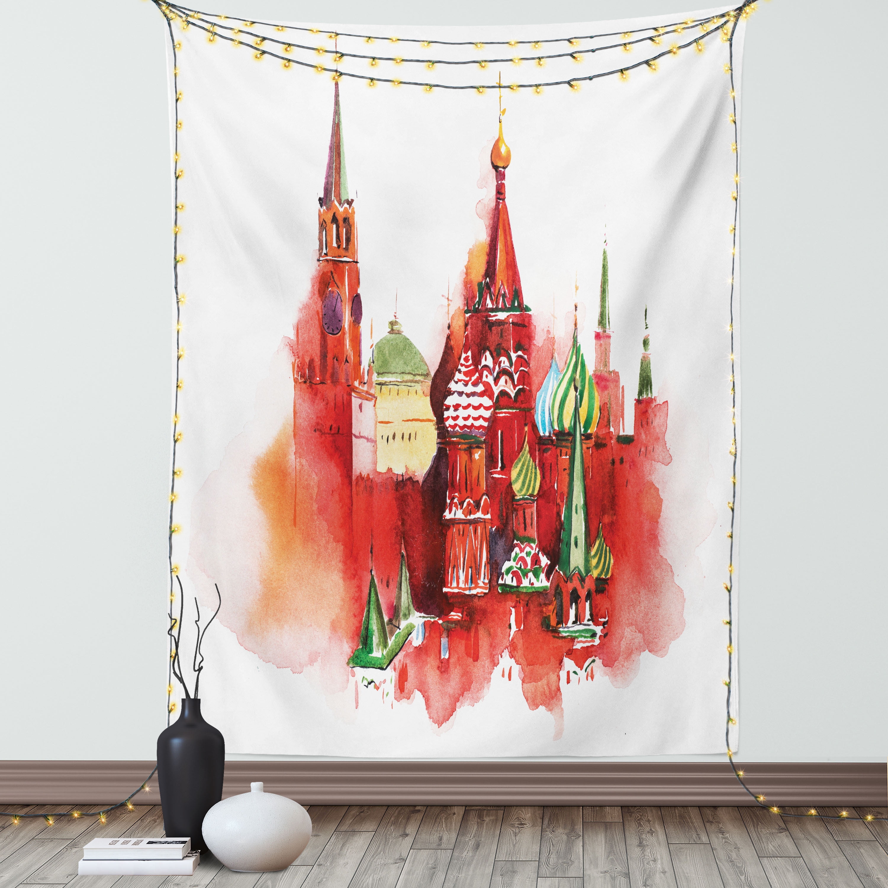 Russian Tapestry, Watercolor Look Painting of Red Square, Wall Hanging ...