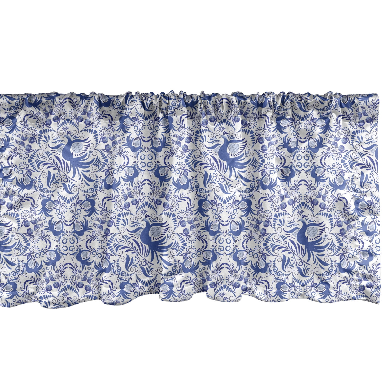 Russian Window Valance Pack of 2, Circular Motifs Birds and Flowers ...