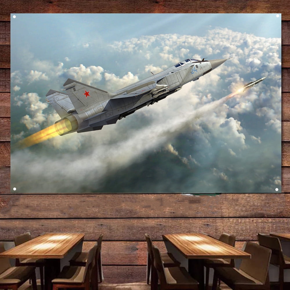 Russian mig-31 foxhound Fighter Jet Banner Wall Art - Aviation Military ...
