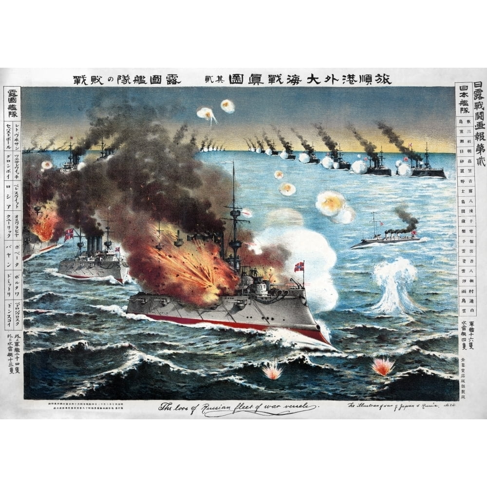 Russo-Japanese War 1904. Na Russian Battleship Exploding Under ...