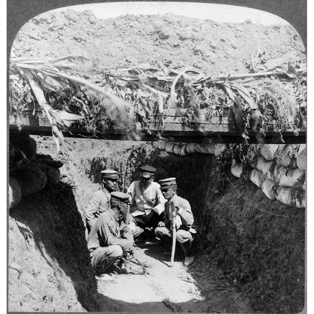Russo-Japanese War C1905. Nfour Japanese Soldiers In The Trenches Near ...