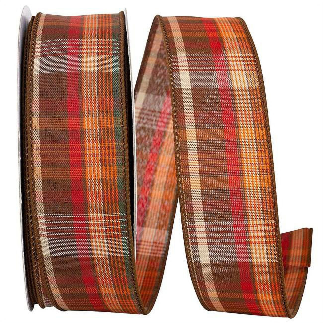 Rust Avery Plaid Tierra Wired Ribbon - Walmart.com