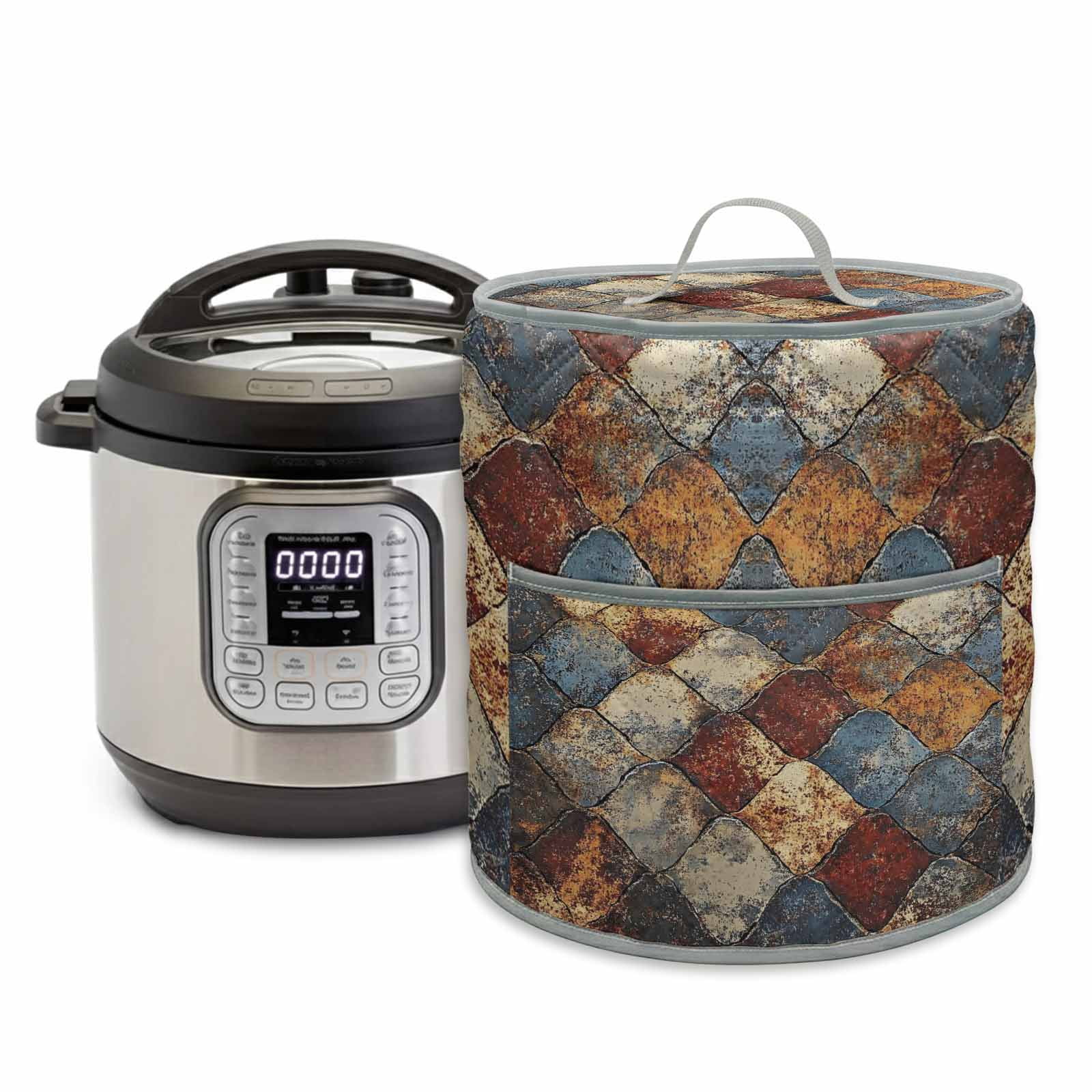 Rust Block Rice Cooker Cover 8 Quart Blue Brown Mottled Texture ...
