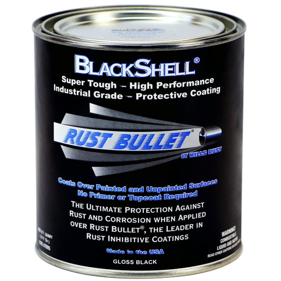Rust Bullet BlackShell - UV, Scratch, Chip-Resistant, Protective Rust Paint, Glossy Black, Quart ...