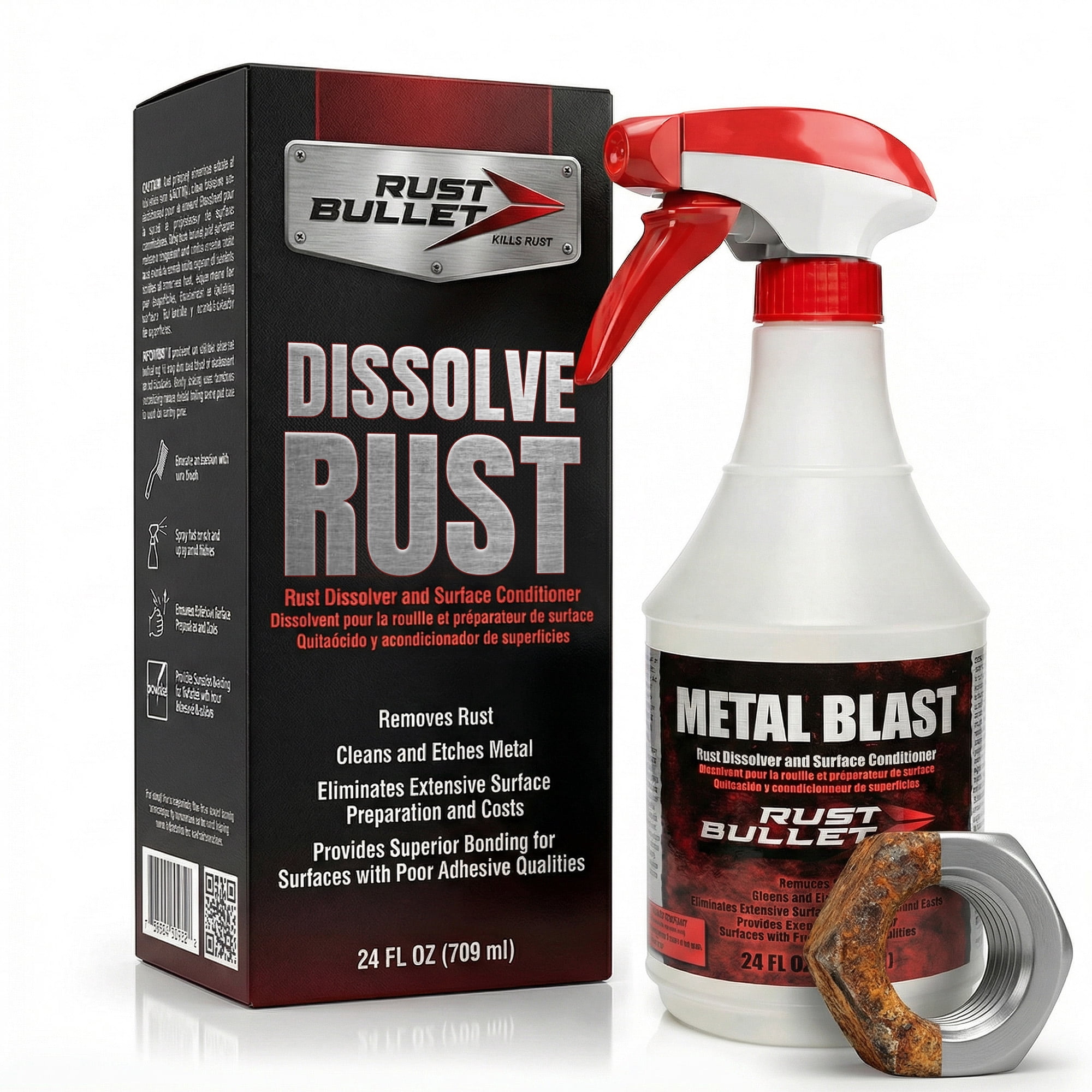 Rust Bullet, Metal Blast Metal Cleaner Rust Remover 24 oz - Walmart.com