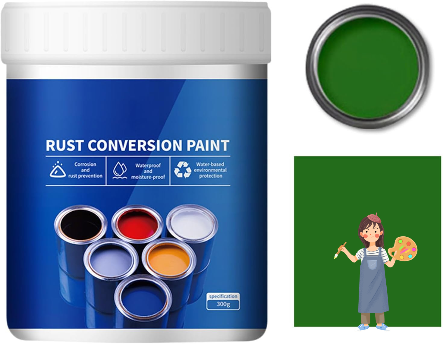 Rust Converter, Weatherproof Rust Converter Paint For Metal (Green ...