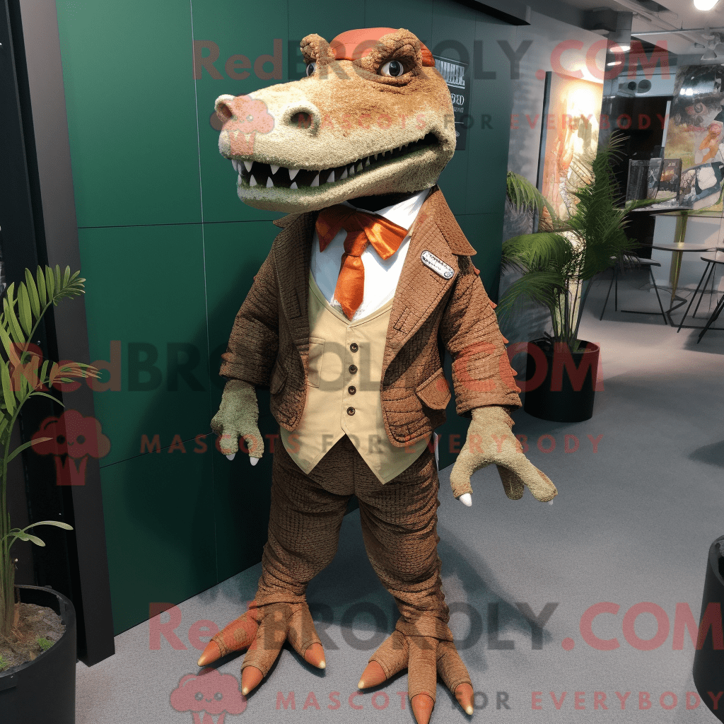 Rust Crocodile REDBROKOLY mascot costume character dressed with a Suit ...