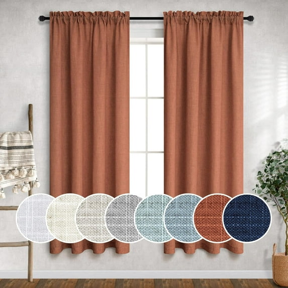 Rust Curtains 63 Inch Length for Bedroom 2 Panels Set Rod Pocket Semi ...