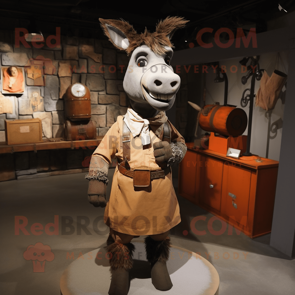 Rust Donkey REDBROKOLY mascot costume character dressed with a Sheath ...